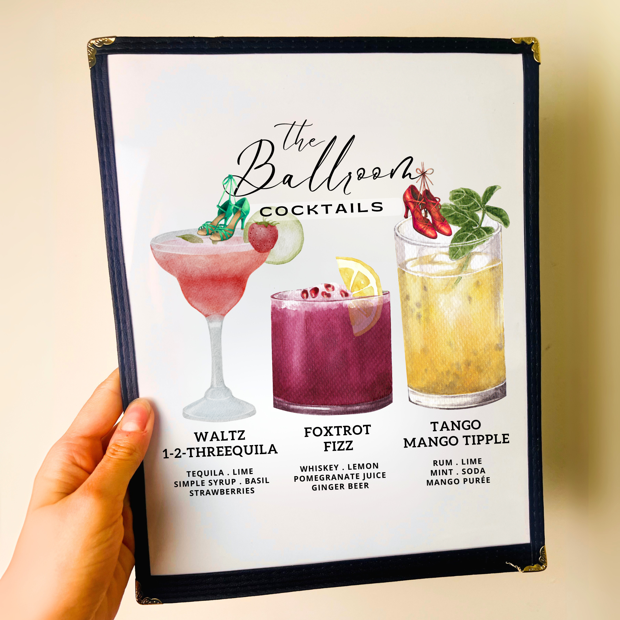 Ballroom Dance Cocktails Restaurant Menu Print – Boozy Boards by Morgan